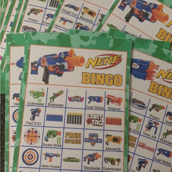 Nerf | Party Supplies | Nerf Blue Orange Party Bingo Tattoos Name ...